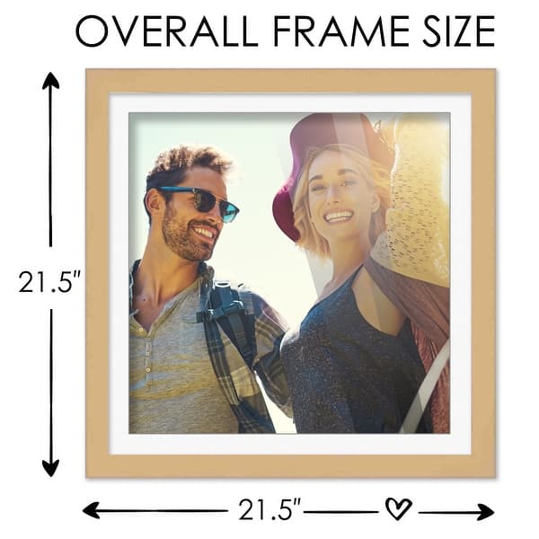17x17 Frame Natural With White Picture Mat For 17x17 Print - Or 20x20 ...