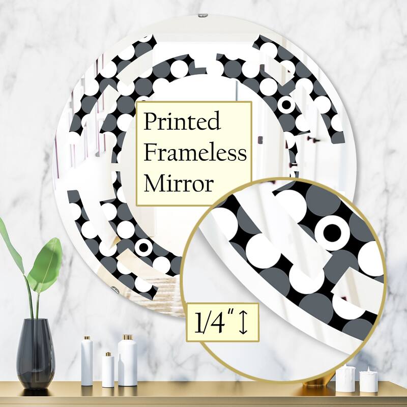 Designart Monochrome Geometric Pattern Xiv Printed Modern Round Or