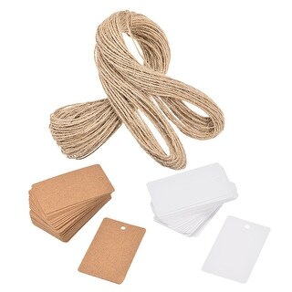 Rectangle Paper Tags with Twine Rope khaki,white 50x30mm Length 65.6 ...