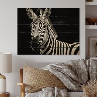 Designart "Striking Zebra Patterns I" Animals Print on Natural Pine ...