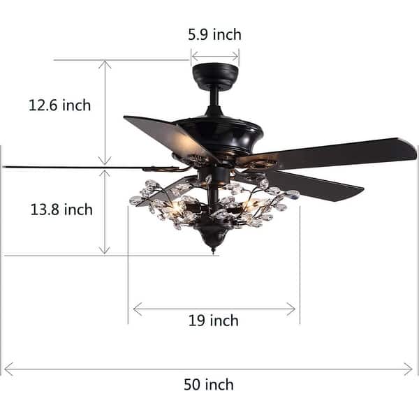 50 in. Crystal Fandelier Black Flush Mount Light Low Profile Ceiling ...