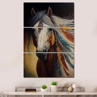 Designart "Amerindian Horse With Feathers III" Animals Horse Indian ...