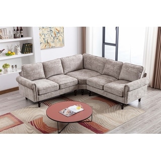 Upholstered Sectional Sofa with Removable Cushions, Padded Seat and ...