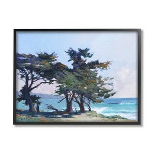 Stupell Coastal Sandy Trees Ocean Waves Framed Giclee Art by Ed ...