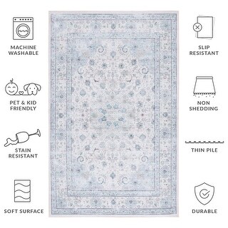 SAFAVIEH Tucson Gessica Machine Washable Slip Resistant Shabby Chic Rug ...
