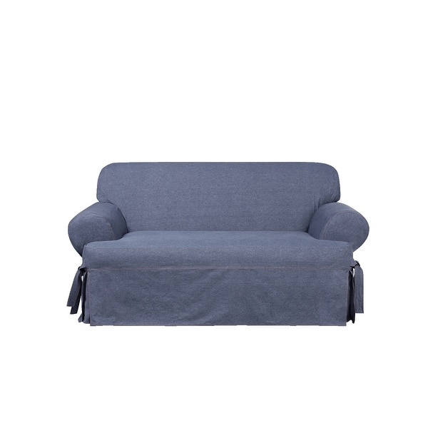 SureFit Authentic Denim 1 PC T Cushion Loveseat Slipcover - Bed Bath ...