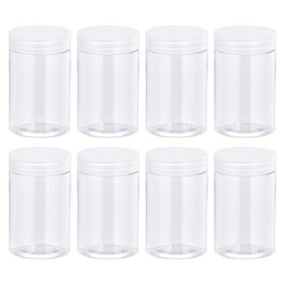 Round Plastic Jars with Transparent Screw Top Lid, 8Pcs - Clear - Bed ...