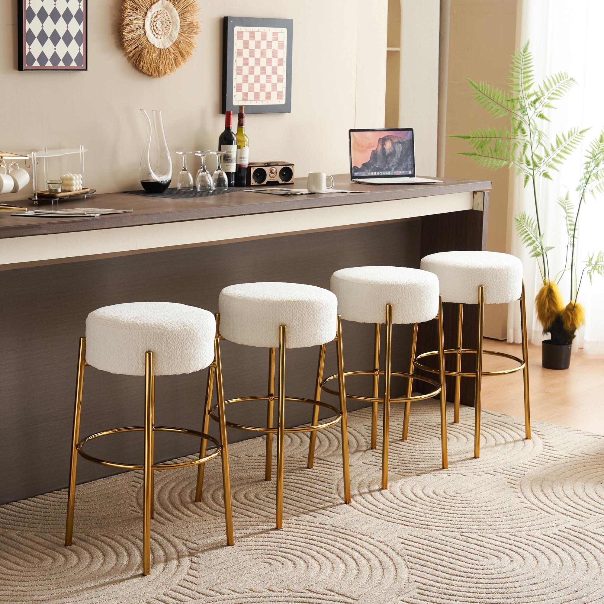 Set of 2 Contemporary Round High Bar Stools - 30" Height, Perfect for ...