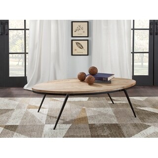 Modern 52-Inch Solid Wood and Metal Oval Coffee Table - Bed Bath ...