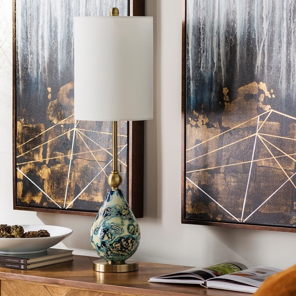 Maribeth Vintage Casual Sage Table Lamp - Set of 2 - 14"W x 9"D x 28"H ...