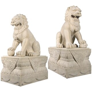 Design Toscano Set of Male & Female Foo Dogs with Bases - Bed Bath ...