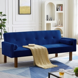 Modern and comfortable Blue Velvet Futon Sofa Bed - Bed Bath & Beyond ...