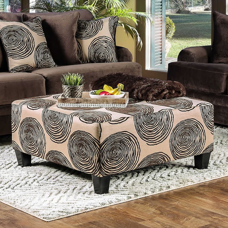 Jeta Contemporary Fabric Upholstered Geometric Print Cocktail Ottoman ...
