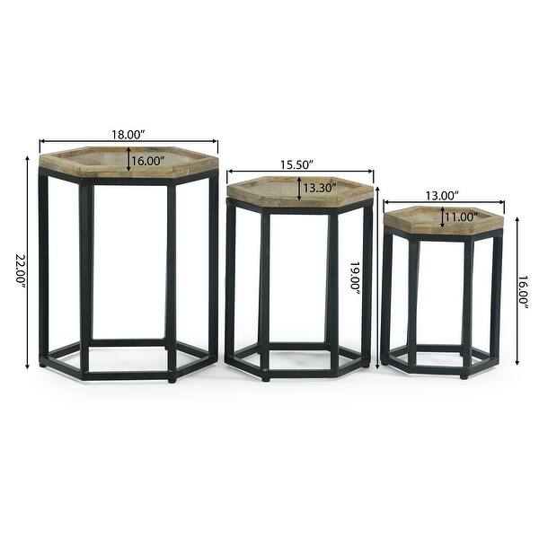 Morella Modern Industrial Handcrafted Mango Wood Nested Side Tables ...