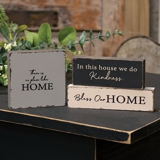 3 Set Home Sentiment Blocks for Rustic Decor - Wooden Inspirational ...