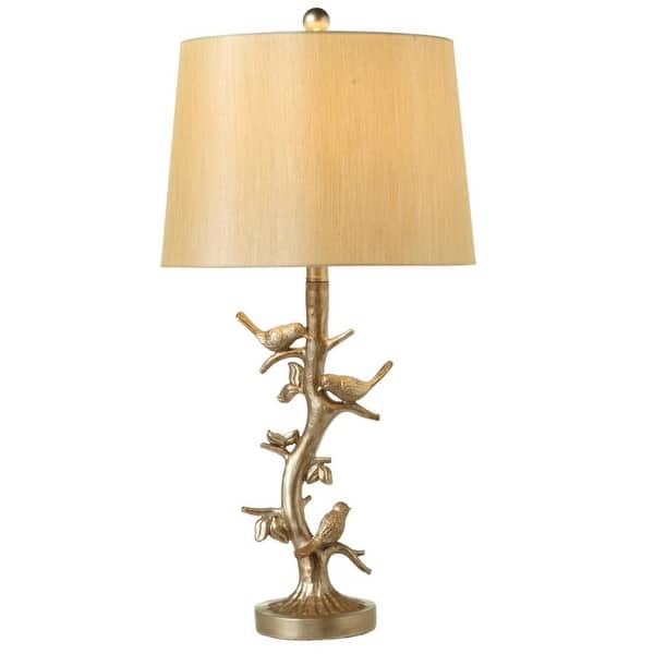 Set of 2 Gold Colored Antique Champagne Three Birds on Branch Table ...