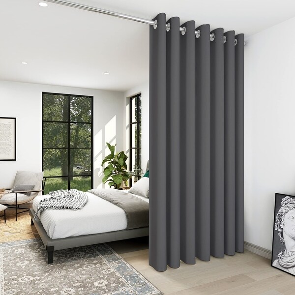 Room Divider Curtains for Office 10ft Wide x 9ft Tall 1 Panel Dark Grey Blackout Curtains Thermal Window Drapes Bed Bath Beyond 40371459