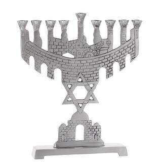 Menorah Standing With Jerusalem Aluminum Matt 9" - 9 inches - Bed Bath ...