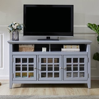 48 INCH TV Stand， TV Stands & Entertainment Centers with 3-Door Cabinet ...