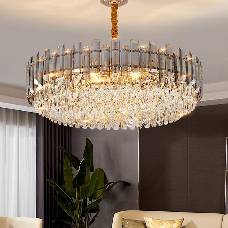 Round Layer Shining Crystal Ceiling Chandelier Lamp with 3 Color ...