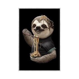 iCanvas "Sloth Eat Noodle Black" by Adam Lawless Framed - Bed Bath ...
