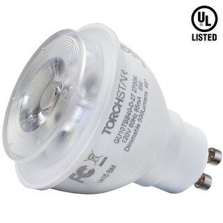 1PACK/6PACK Torchstar Dimmable MR16 GU10 LED Light Bulb,5W 2700K Soft ...