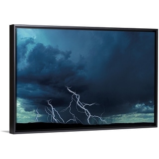 "Multiple lightning bolts over rural landscape" Black Float Frame ...