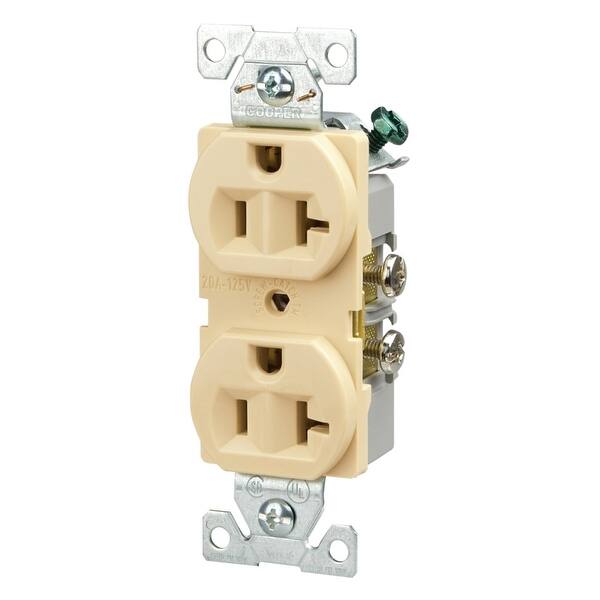 Cooper Wiring BR20V 3-Wire Duplex Receptacle, 20 Amp, Ivory - Bed Bath ...