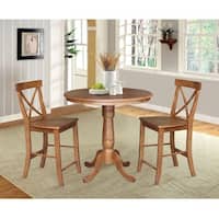 36" Round Wood Counter Height Extension Dining Table with 2 Stools - N ...