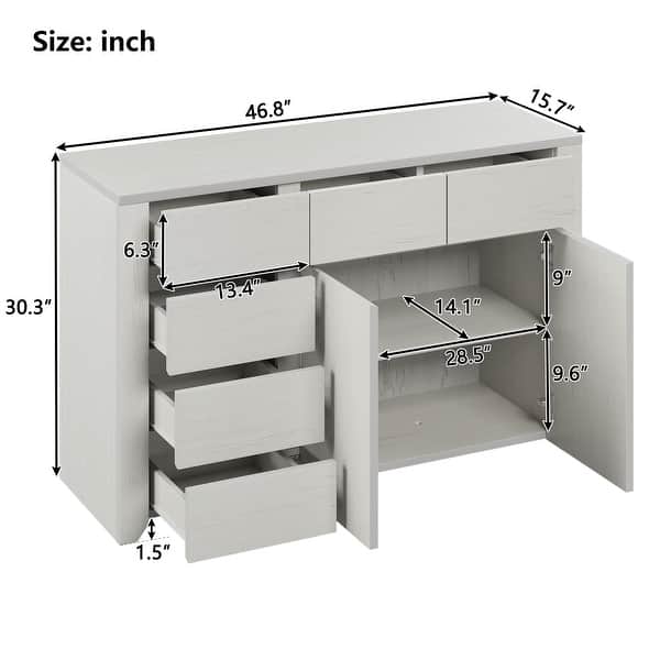 Gray Wood Grain 6-Drawer Dresser with Ample Storage Space - Bed Bath ...