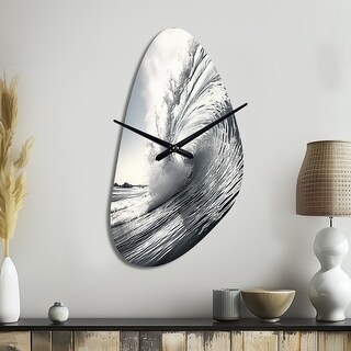 Black And White Wave Photo II - Coastal Beach Wall Clocks in Fall Shape ...
