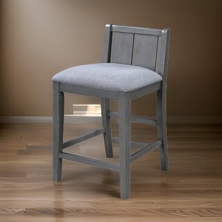 Ham 25 Inch Counter Height Chair Set of 2, Gray Upholstery, Solid Wood ...