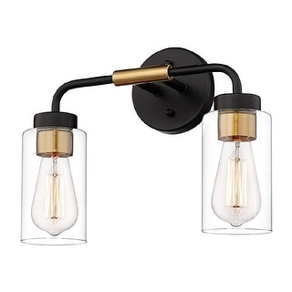 2-Light lighting fixtures Metal bathroom wall sconce lights Black and ...