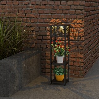 Solar Flower Metal Stand Light Hollow Lamp for Garden Yard Home Outdoor ...