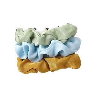 Set Of 3 Velvet Scrunchies - Neon Yellow Blue Orange - Bed Bath ...