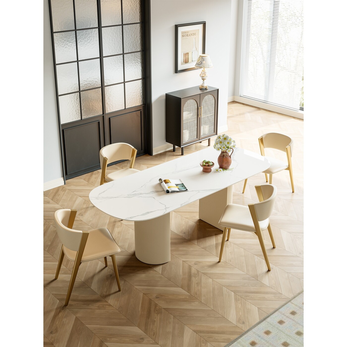 Oval shape 4 seater dining table store