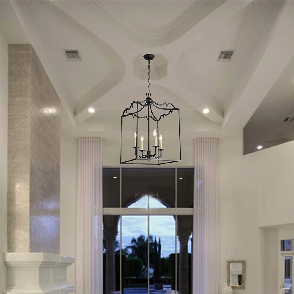 4 Light Caged Chandelier in Aged Iron Finish - Aged Iron Finish - Aged ...