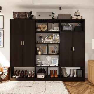 Stylish Storage Wardrobe Hall Tree Armoire: Spacious Hanging Area and ...