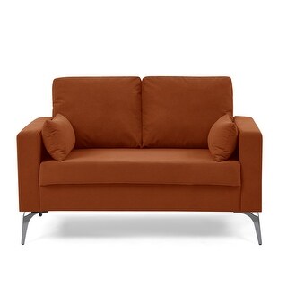 Streamlined Loveseat Sofa Thick Back Sleeper Loveseat Couch Orange ...