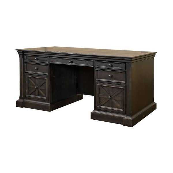 Traditional Wood Double Pedestal Executive Desk, Writing Table, Office ...
