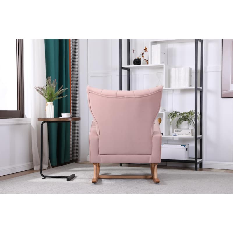 Mid Century Modern Velvet Upholstered Rocking Chair Padded Seat For