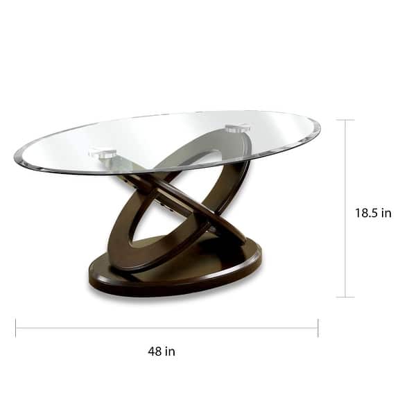 Faza Modern Walnut 48-inch Glass Top Oval Coffee Table by Furniture of ...