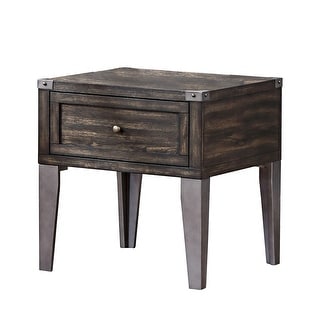 1 Drawer Wooden End Table with Metal Angled Legs, Brown - Bed Bath ...