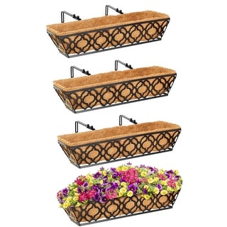 Flower Boxes for Deck Railings 24inch 4packs, Deck Railing Planter ...