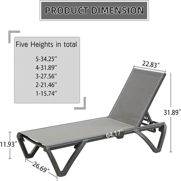 Classic Style Patio Chaise Lounge/Poolside Sunbathing Chair with ...
