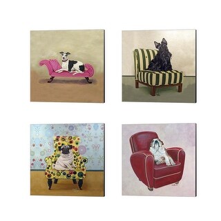 Carol Dillon 'Dogs on Chairs B' Canvas Art (Set of 4) - Bed Bath ...