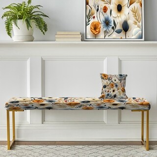 Designart - Gold And White Vintage Poppy Dreams - Floral Upholstered ...
