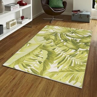 Eden Outdoor Green Leaves Rug 8'X10' - 8' x 10' - Bed Bath & Beyond ...
