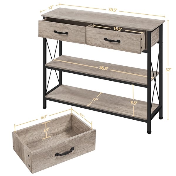 Yaheetech 3-Layer Console Table Entryway Table with Drawers & Shelves ...