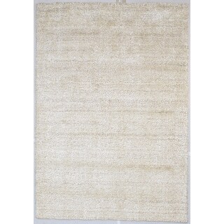 One of a Kind Hand-Woven Modern 5' x 8' Solid Wool Beige Rug - 5' x 8 ...